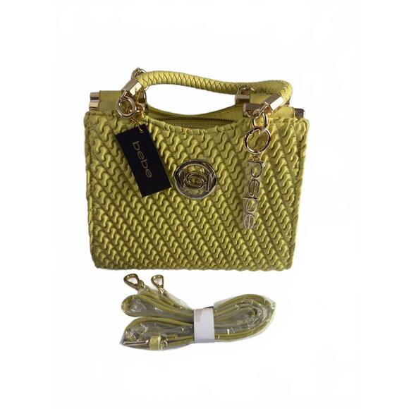 bebe | Bags | Bebe Erika Mini Shopper Lemon Crossbody Bag With Gold ...